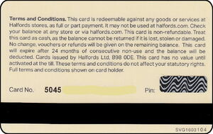 Gift Card: Bicycle (Halfords, United Kingdom of Great Britain ...