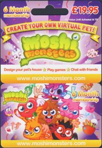 Gift Card: Monsters 3 - 6-month (Moshi Monsters, United Kingdom of ...