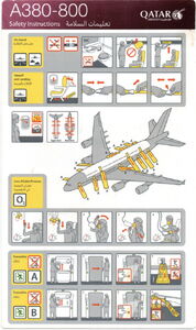 Safety Card: A380 (Qatar Airways, QatarCol:QTR-QA-0025 💳
