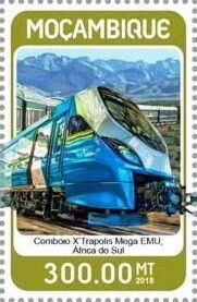 Stamp: X'Trapolis Mega EMU, South Africa (Mozambique(African Trains (2018)) Mi:MZ 9608