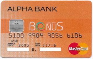 Bank Card: ALPHA BANK BONUS MasterCard (ALPHA BANK, GreeceCol:GR-MC-0341