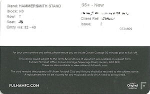 Admission Ticket: Fulham FC Season Ticket (United Kingdom of Great ...