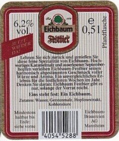 Drink Label: Eichbaum Festbier (Privatbrauerei Eichbaum GmbH & Co. KG ...