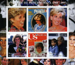 Stamp: Princess Diana Tribute (Turkmenistan: Illegal Stamps(Princess ...