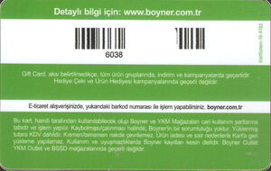Gift Card: Boyner (Boyner, Türkiye (Turkey)(Boyner) Col:TR-BOYNER-036.02