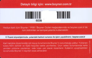 Gift Card: Boyner (Boyner, Türkiye (Turkey)(Boyner) Col:TR-BOYNER-043