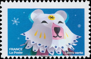 Postimerkki: Holiday Stamps 2019 - Polar Bear Head (Ranska(Fantastic ...