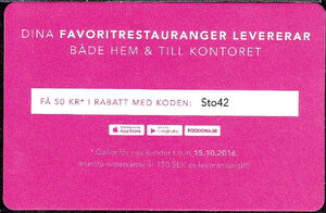 Gift Card: Foodora (Restaurants, Sweden(Restaurants) Col:S-Rest-11 💳