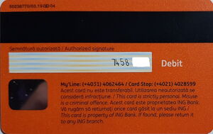 Bank Card: Ing Orange (ING Bank, RomaniaCol:RO-VI-0220
