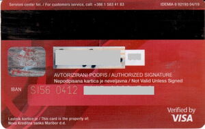 Bank Card: Visa Debit (Nova KBM, SloveniaCol:SI-VI-0008.08