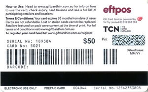 Gift Card: HIM - Gift Card (TCN-The Card Network, Australia(HIM) Col:AU ...