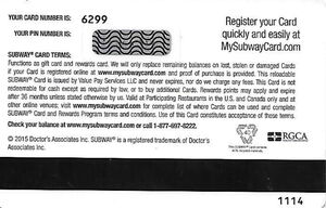 Gift Card: Subway Rewards (Subway, United States of America(Subway) Col ...