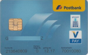 Bank Card: Postbank (Postbank, Germany, Federal RepublicCol:DE-VP-0007.13