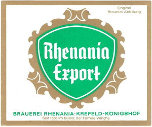 Drink Label: Rhenania Export (Brauerei Rhenania, Krefeld, Germany ...
