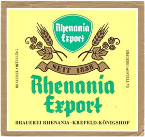 Drink Label: Rhenania Export (Brauerei Rhenania, Krefeld, Germany ...