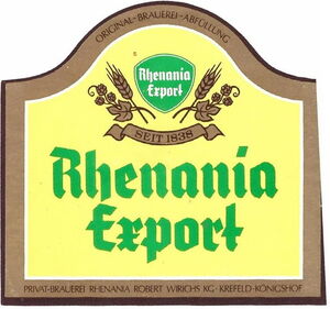 Drink Label: Rhenania Export (Brauerei Rhenania, Krefeld, Germany ...