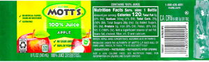 Drink Label: Mott's Apple (Mott's LLP, United States of AmericaCol:US ...