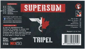 Drink Label: Supersum Tripel (Brouwerij 't Meuleneind, NetherlandsCol ...
