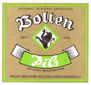 Drink Label: Bolten Pils (Privatbrauerei Bolten, Germany, Federal ...