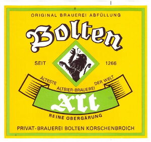 Drink Label: Bolten Alt (Privatbrauerei Bolten, Germany, Federal ...