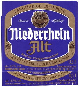 Drink Label: Niederrhein Alt (Privatbrauerei Bolten, Germany, Federal RepublicCol:DE-BEER-039028