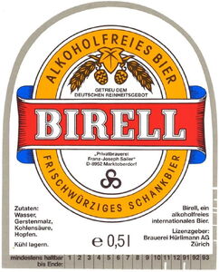 Drink Label: Birell Alkoholfreies Bier (Sailerbräu Marktoberdorf ...
