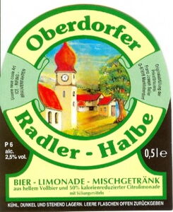 Drink Label: Oberdorfer Radler-Halbe (Sailerbräu Marktoberdorf, Germany ...