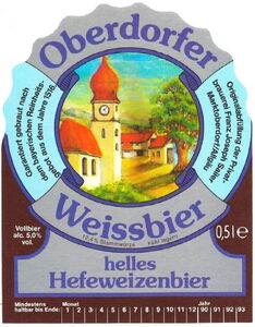 Drink Label: Oberdorfer Weissbier helles Hefeweizenbier (Sailerbräu Marktoberdorf, Germany ...