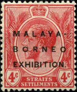 Stamp: King George V - Overprinted (Straits Settlements(Malaya Borneo Exhibition) Mi:SG-ST B174 ...