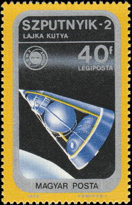 Postimerkki: Sputnik 2 (Unkari("Apollo-Soyuz" Space Link) Mi:HU 3046A,Sn:HU C354,Yt:HU PA377,Sg ...