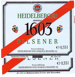 Drink Label: Heidelberger Pilsener 1603 (Schlossquellbrauerei ...