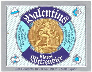Drink Label: Valentins klares Weizenbier (Schlossquellbrauerei ...