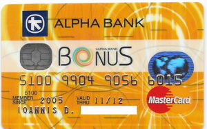 Bank Card: ALPHA BANK BONUS MasterCard (ALPHA BANK, GreeceCol:GR-MC-0352
