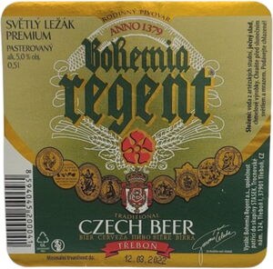 Drink Label: Bohemia Regent (Pivovar Regent Třeboň, Czech RepublicCol ...
