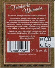Drink Label: Fränkische Weihnacht 2003 (Privatbrauerei Kesselring ...