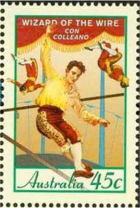 Stamp: Con Colleano on Tightrope (Australia(150th Anniversary of the ...