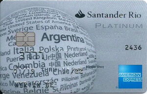 Bank Card: Platinum (Banco Santander Rio, ArgentinaCol:AR-AE-0040