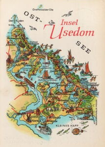 بطاقات بريدية: Island of Usedom | Map (الجمهورية الديمقراطية الألمانية ...