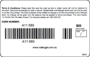 Gift Card: Blue Card (Valleygirl, Australia(Valleygirl) Col:AU-Valgi ...