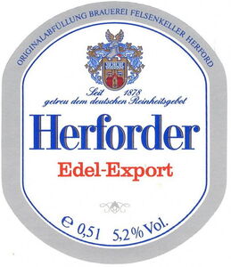 Drink Label: Herforder Edel-Export (Herforder Brauerei GmbH & Co. KG, Germany, Federal ...