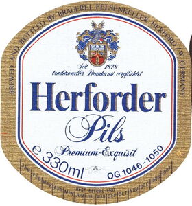 Drink Label: Herforder Pils (Herforder Brauerei GmbH & Co. KG, Germany ...