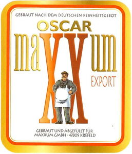 Drink Label: Oscar Maxxum Export (Unknown, Germany, Federal RepublicCol:DE-BEER-039568