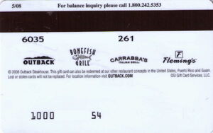 Gift Card: Dancing (Outback Steakhouse, United States of America ...