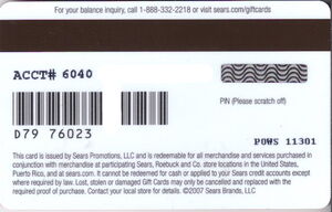 Gift Card: Wish (Sears, United States of America(Sears) Col:US-SEA-147 ...