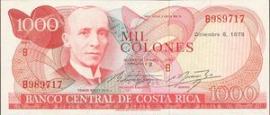 Banknote: 1,000 Colones (Costa Rica(1975-1988 Issue) Wor:P-250a.3