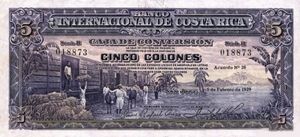 Banknote: 5 Colones (Costa Rica(1929 Issue) Wor:P-189 A