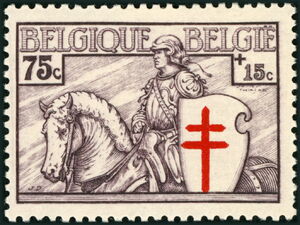 Stamp: Knight (Belgium(Anti-tuberculosis Fund 1934) Mi:BE 389,Sn:BE ...