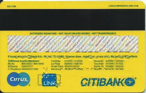 Bank Card: Citibank ACA (Citibank, ArgentinaCol:AR-MC-0088