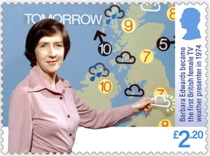 Stamp: Barbara Edwards. First Female Weather Presenter, 1974 (United ...