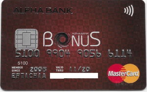 Bank Card: ALPHA BANK BONUS MasterCard (ALPHA BANK, GreeceCol:GR-MC-0353